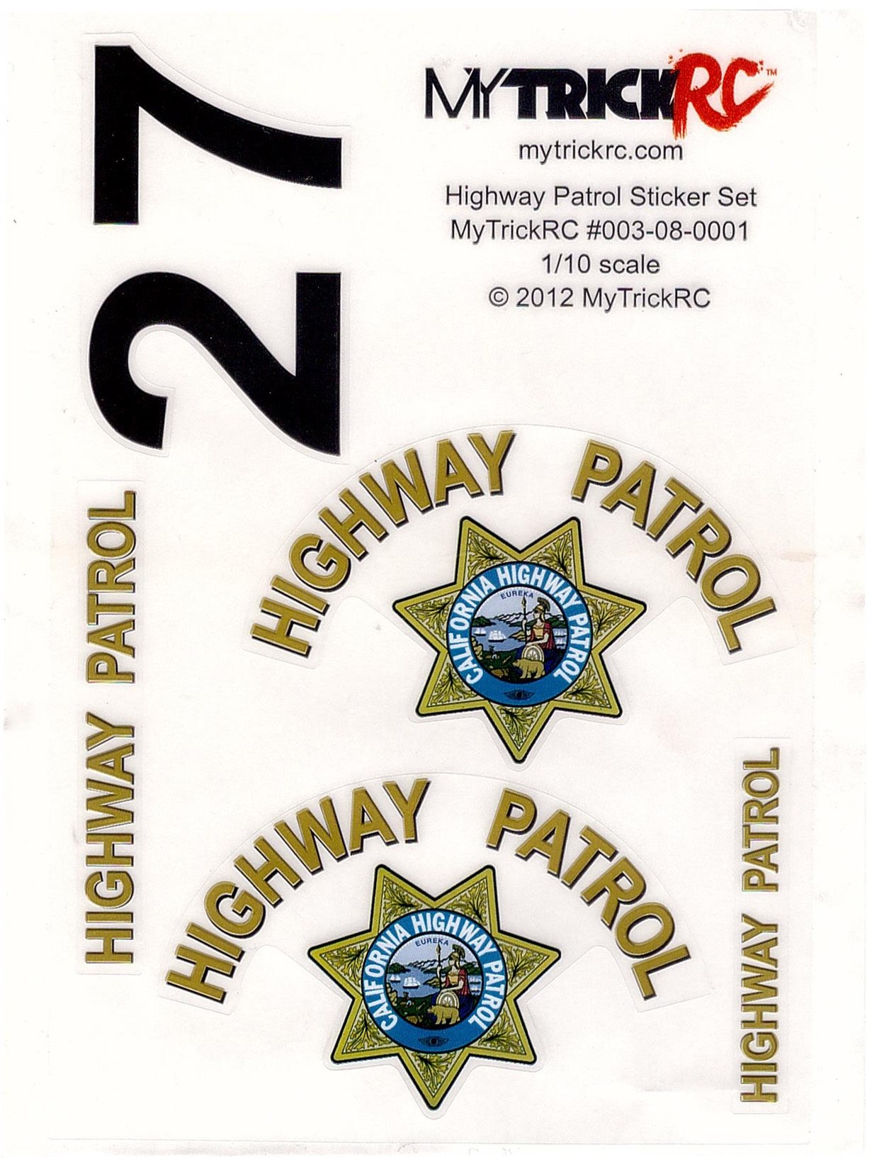 MyTrickRC Realistic 1:10 Scale Decal Set, California Highway Patrol ...