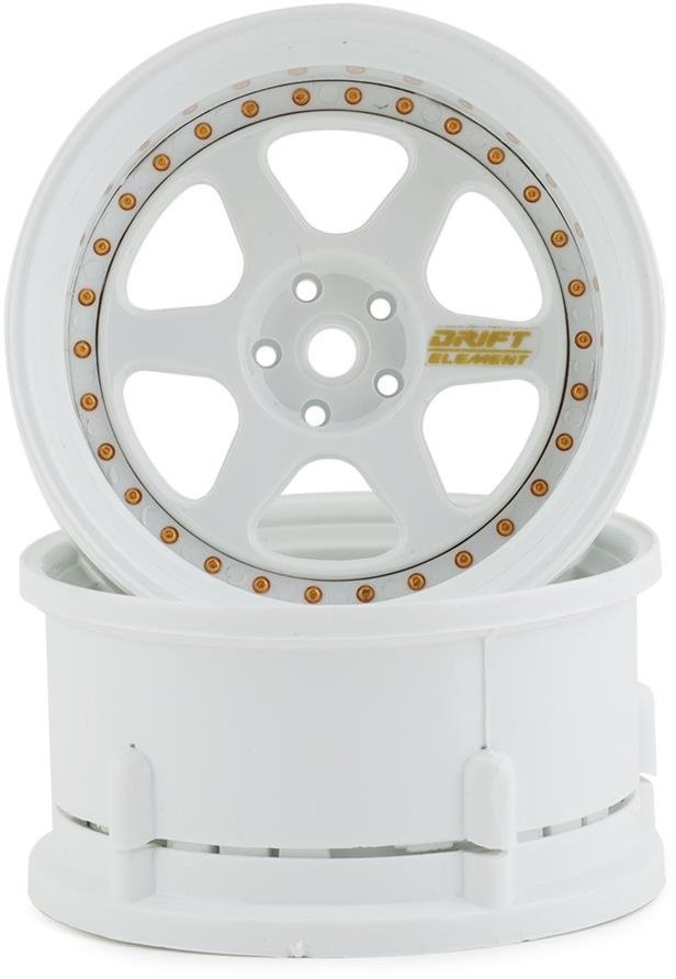 DS Racing Drift Element 6 Spoke Drift Wheels (Triple White w/Gold ...