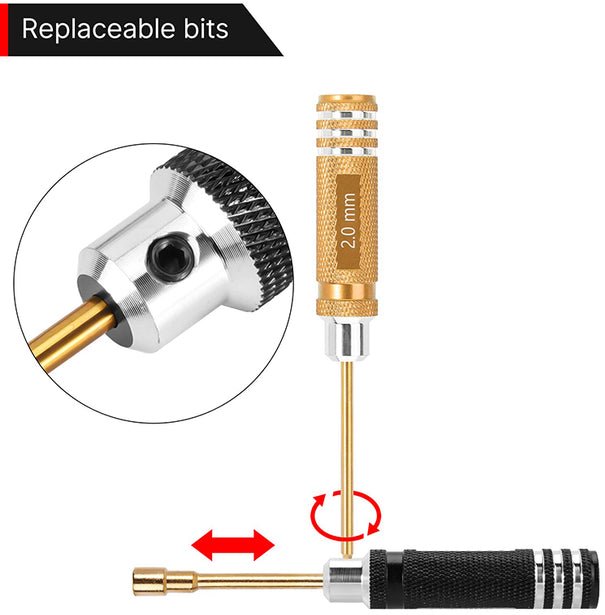 Injora 7 Colors Short Handle Hex Screwdriver Nut Driver Tool Kit For 1/ (Injora TOOL-LSD46 ...