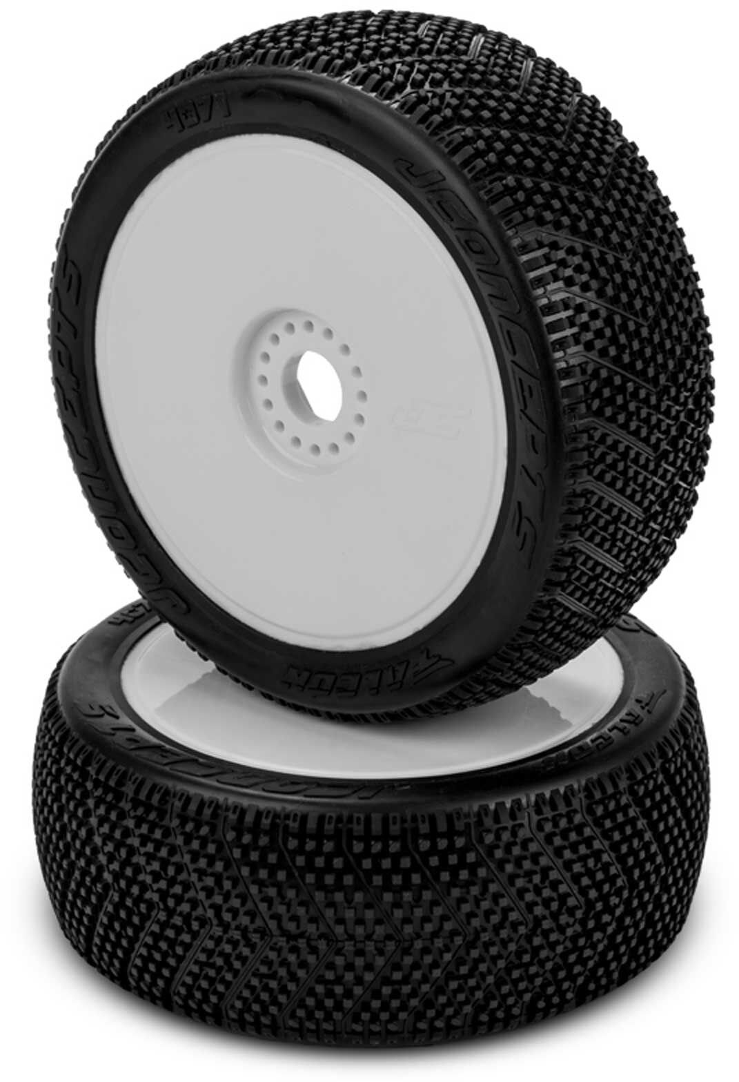 J Concepts 1/8 Falcon 83mm Pre-Mounted Buggy Tires, White Wheels, Green ...