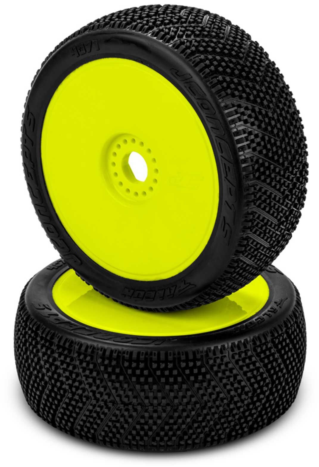 J Concepts 1/8 Falcon 83mm Pre-Mounted Buggy Tires, Yellow Wheels ...