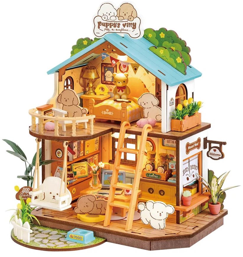 ROKR Puppy's Cozy Villa Diy Miniature House (ROKR ROEDG169 | ROEDG169 ...