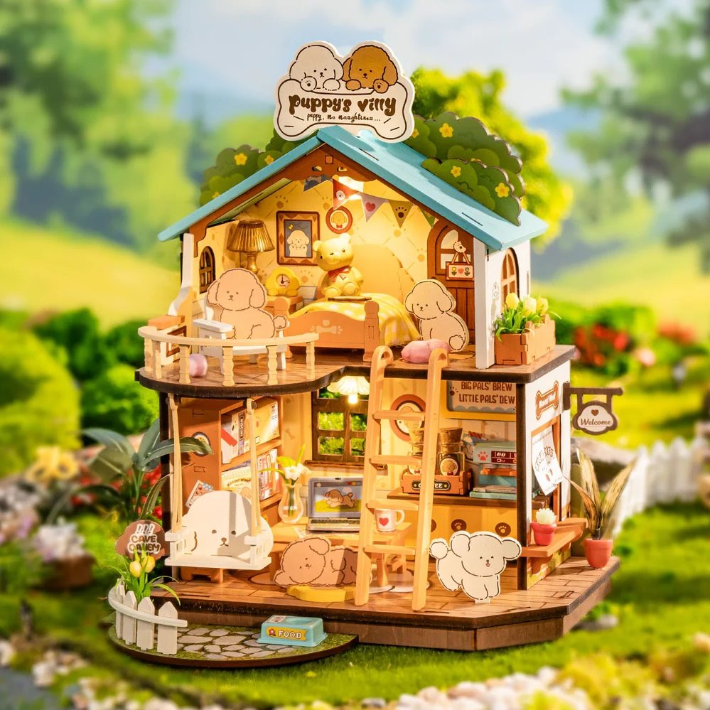 ROKR Puppy's Cozy Villa Diy Miniature House (ROKR ROEDG169 | ROEDG169 ...